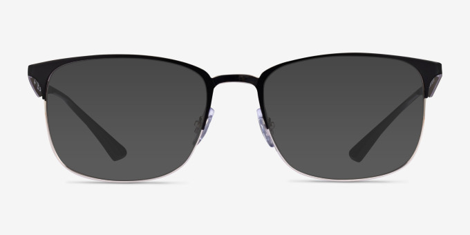 Ray-Ban RB6421 - Square Matte Black Silver Frame Eyeglasses | Eyebuydirect