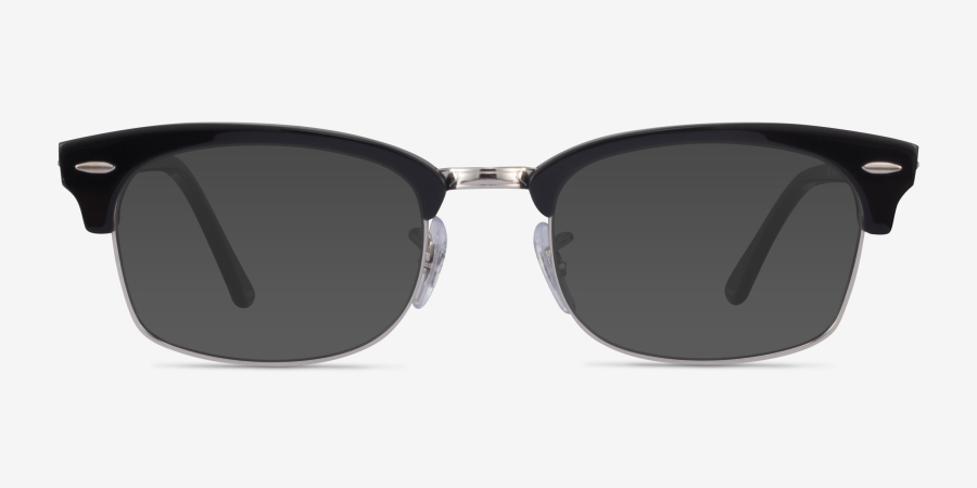 Ray-Ban Clubmaster Square - Browline Black & Silver Frame Eyeglasses ...