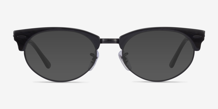 Ray-Ban Clubmaster Oval - Browline Black Striped Frame Eyeglasses ...