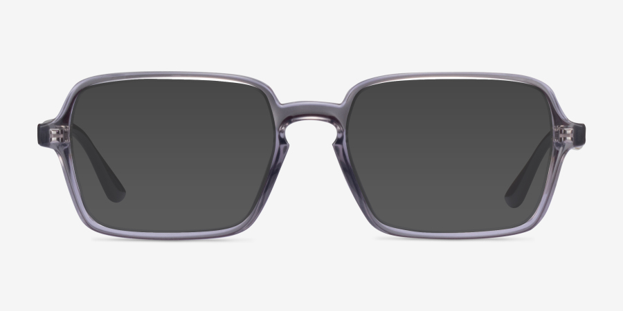 Ray-Ban RB7198 - Rectangle Transparent Gray Frame Eyeglasses ...