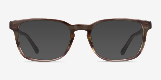 Ray-Ban RB5418 - Rectangle Striped Brown Frame Eyeglasses | Eyebuydirect