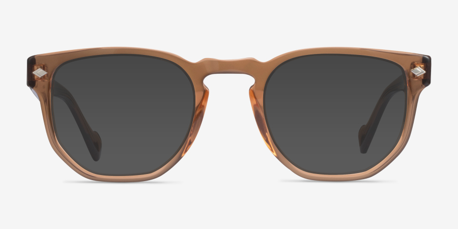 Vogue Eyewear VO5360 - Geometric Transparent Caramel Frame Glasses For Men | Eyebuydirect Canada
