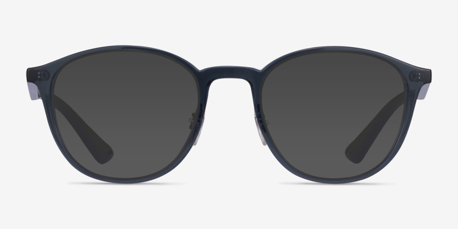 Ray-Ban RB7156 - Round Matte Transparent Blue Frame Eyeglasses ...