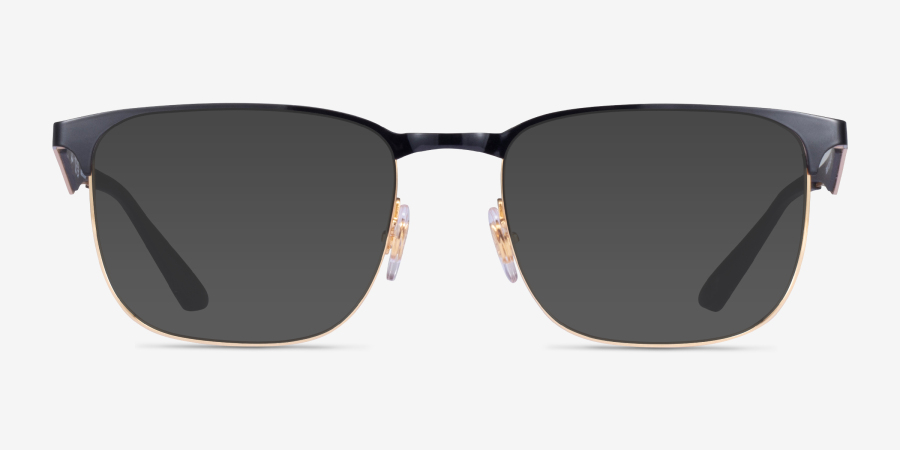 Ray-Ban RB6363 - Square Black Gold Frame Eyeglasses | Eyebuydirect
