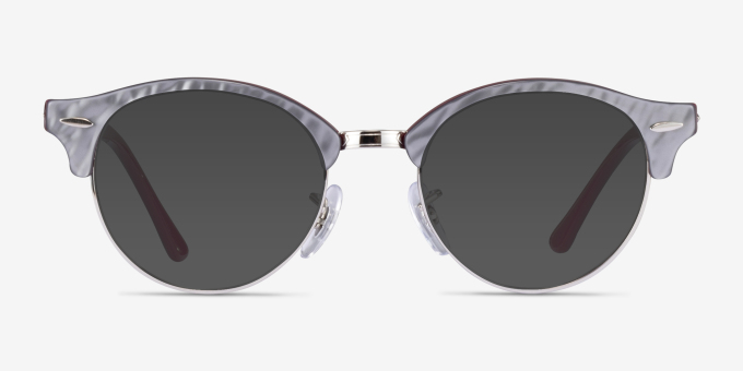 Ray-Ban RB4246V Clubround - Browline Shiny Gray Frame Eyeglasses ...