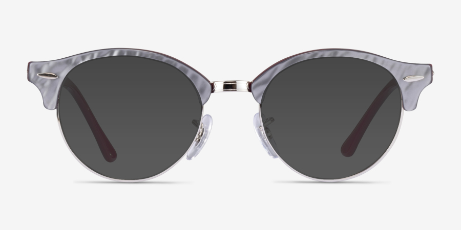 Ray-Ban RB4246V Clubround - Browline Shiny Gray Frame Eyeglasses ...