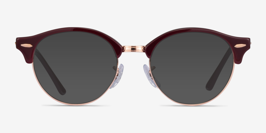 Ray-Ban RB4246V Clubround - Browline Dark Purple Gold Frame Glasses For ...