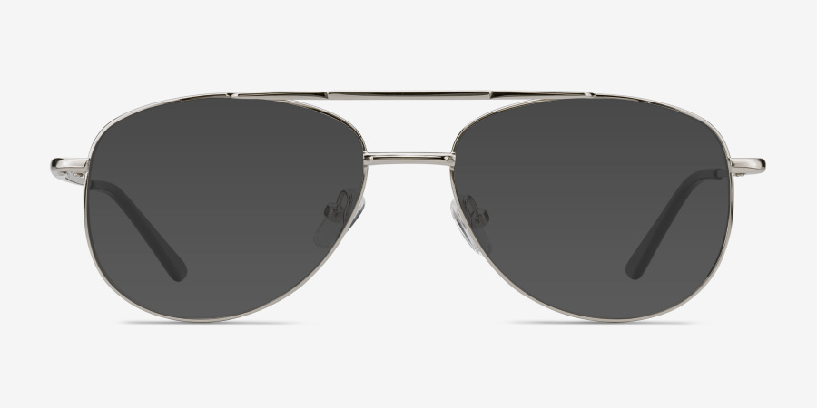Tasker Aviator Silver Full Rim Eyeglasses | Eyebuydirect Canada