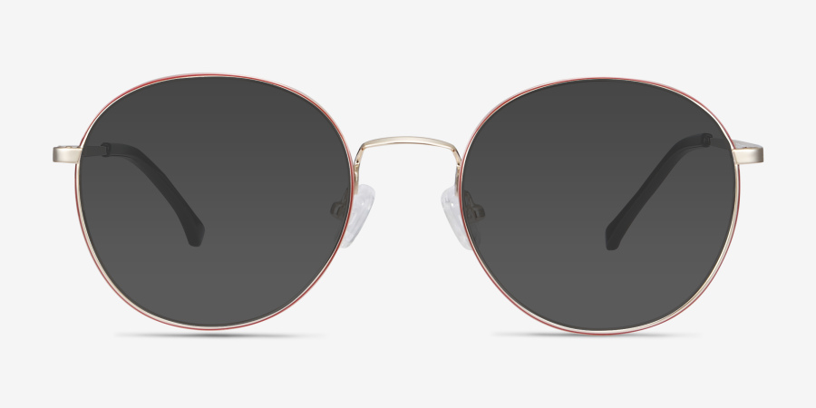 Progress Round Red Golden Glasses for Women | Eyebuydirect