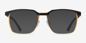 Financier Square Black Gold Full Rim Eyeglasses | Eyebuydirect