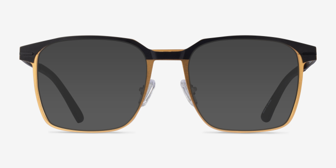 Financier Square Black Gold Full Rim Eyeglasses | Eyebuydirect Canada