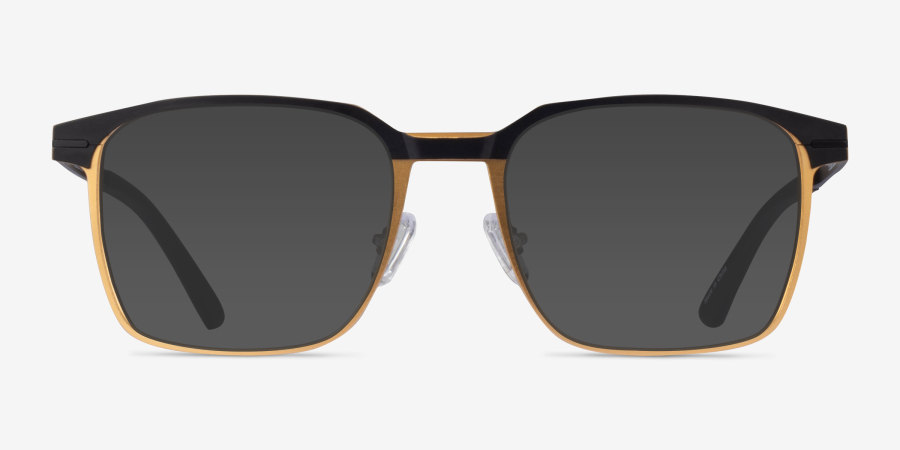 Financier Square Black Gold Full Rim Eyeglasses | Eyebuydirect Canada