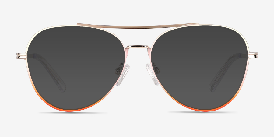 Sparkle Aviator Gradient Orange Full Rim Eyeglasses | Eyebuydirect