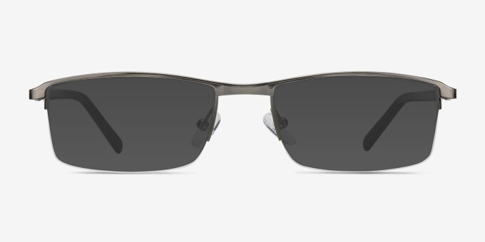 Mel Rectangle Gunmetal Semi Rimless Eyeglasses | Eyebuydirect Canada