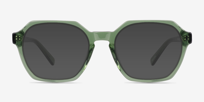 Flare Square Crystal Green Full Rim Eyeglasses | Eyebuydirect