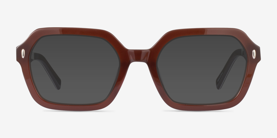 Lacquer Rectangle Brown Full Rim Eyeglasses | Eyebuydirect Canada