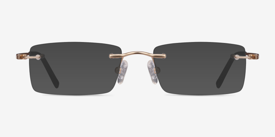 Percy Rectangle Light Golden Rimless Eyeglasses | Eyebuydirect Canada