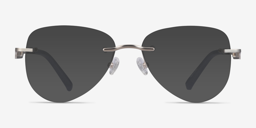 Ride Aviator Silver Light Gray Rimless Eyeglasses | Eyebuydirect