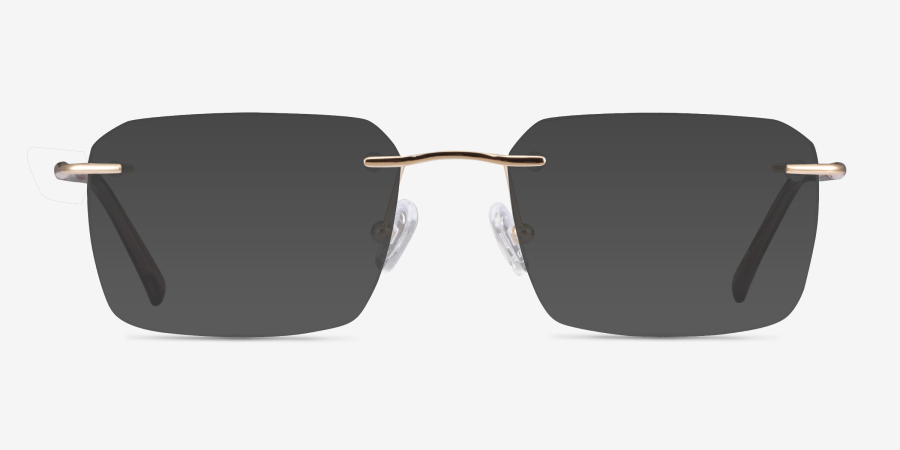 Nate Rectangle Gold Brown Rimless Eyeglasses Eyebuydirect Canada
